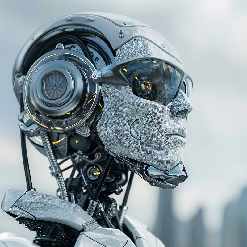 Cybernetic Humanoid with Futuristic Headset Stock Photo - Image of ...