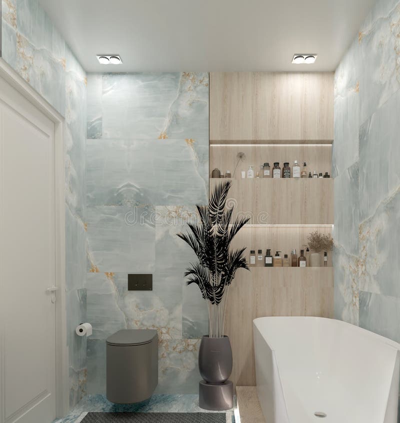 Visualization of the Shared Bathroom Stock Photo - Image of green ...