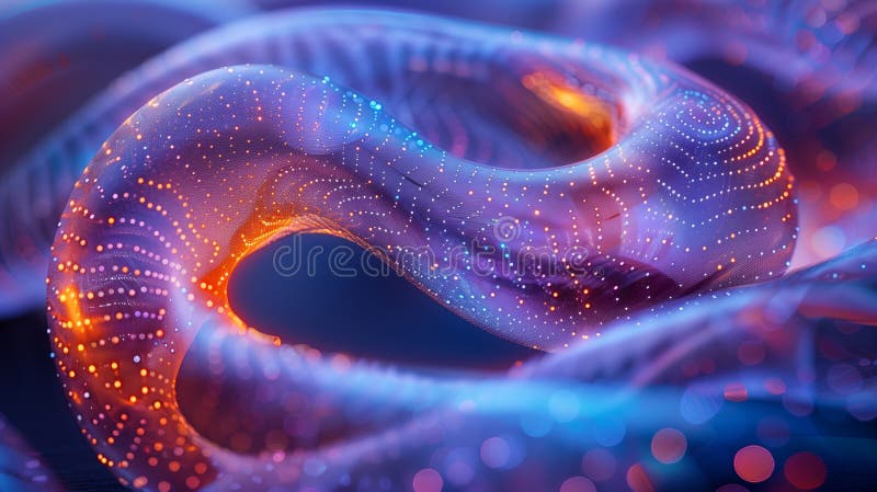 Abstract Colorful Digital Rendering of Wavy Form with Glowing Patterns ...