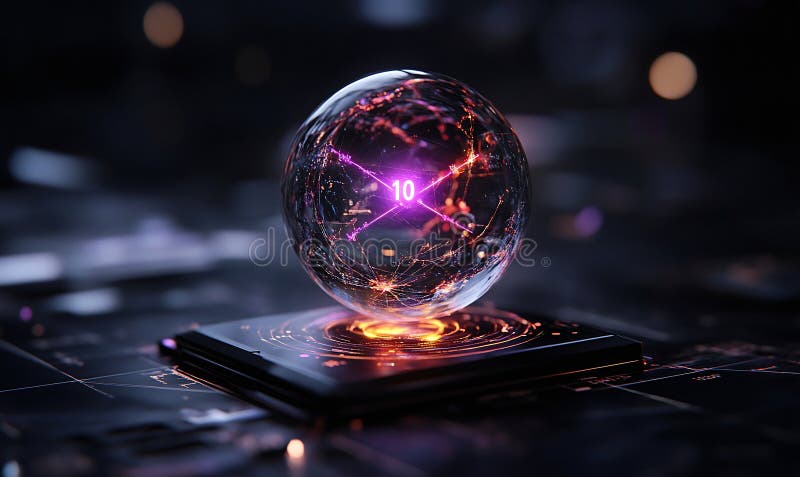 Visualization of a Single Qubit in a Futuristic Setting Stock Photo ...