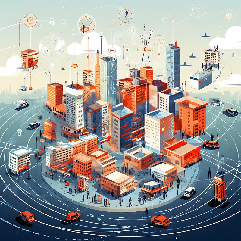 A Visualization of a Smart City S Infrastructure Stock Illustration ...