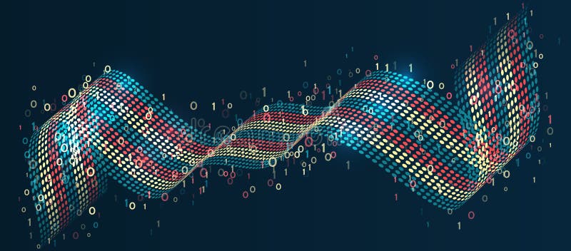 Visualization Sorting Data, Abstract Flow of Information As Circles and Binary Code. Vector ...