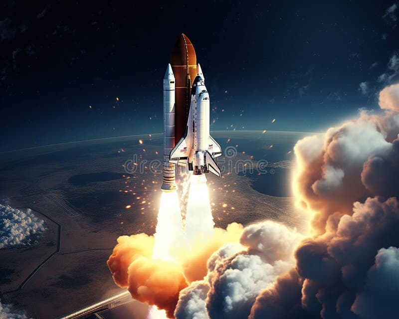 Visualization of a Spaceship Lifting Off from a Space Shuttle Rocket ...