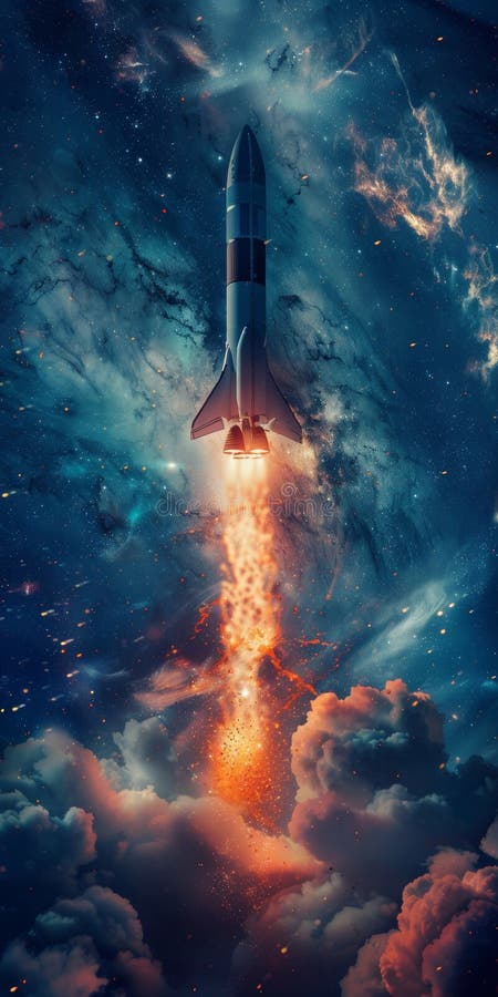 Visualization of Success As a Rocket Breaking through Barriers. Stock ...