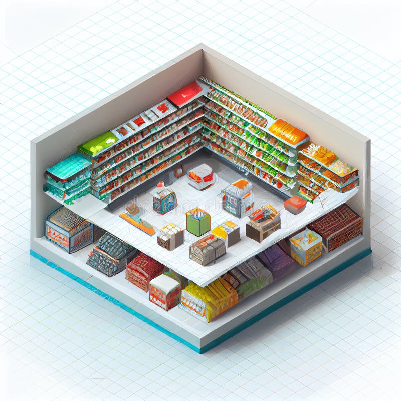 Visualization of Shop 3d, Isometric Stock Illustration - Illustration ...