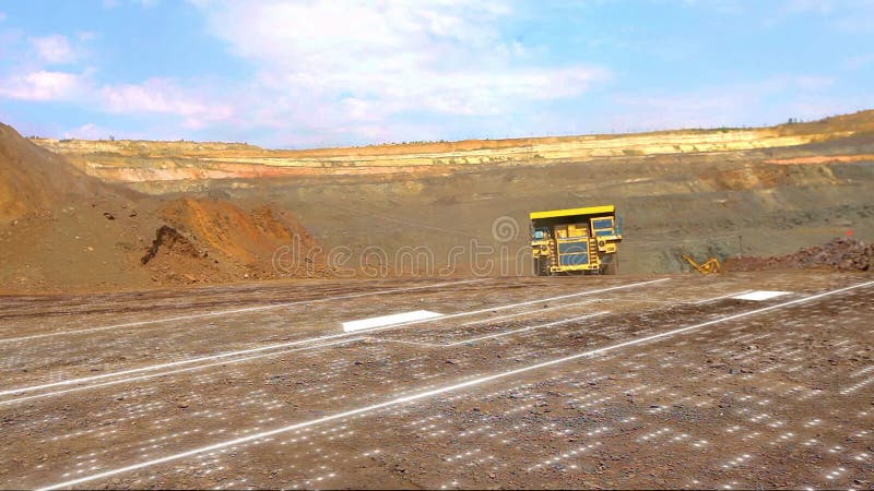 The Modern Quarry Truck Drives through the Quarry. Visualization of the ...