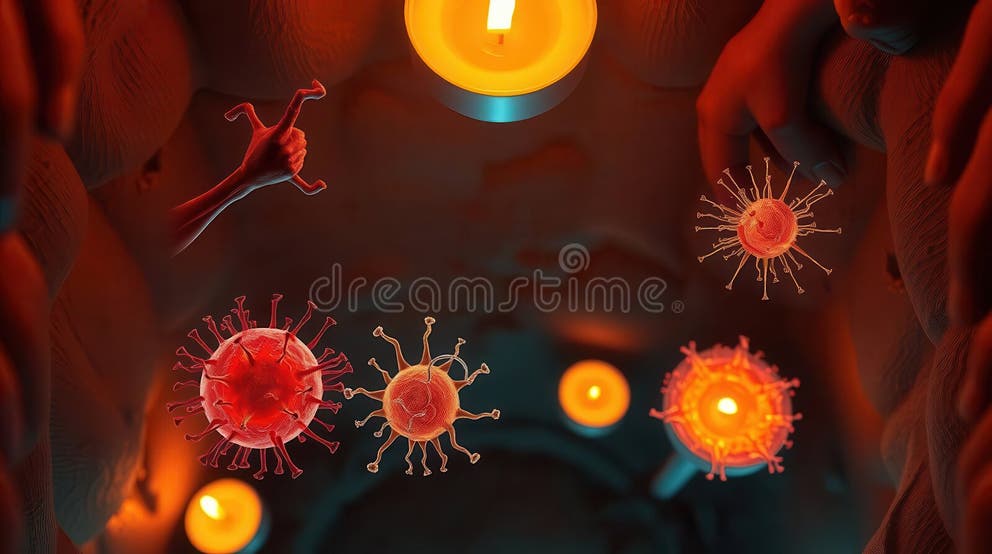 Visualization of Virus Particles and Human Cells in a Colorful ...