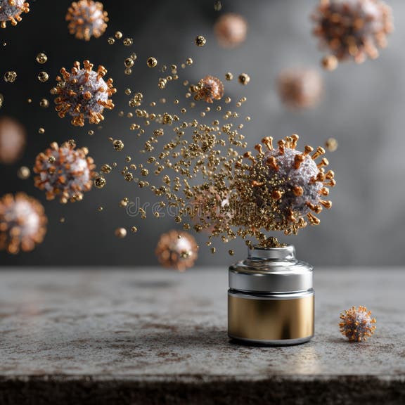 Visualization of Virus Particles Released from a Container, Focusing on ...