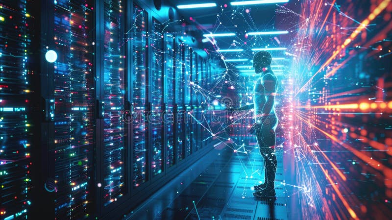 Visualize an AI Standing in a Stance of Power, Absorbing the ...