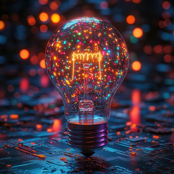 Visualize Artificial Intelligence Bulb, with Colorful Lights and ...