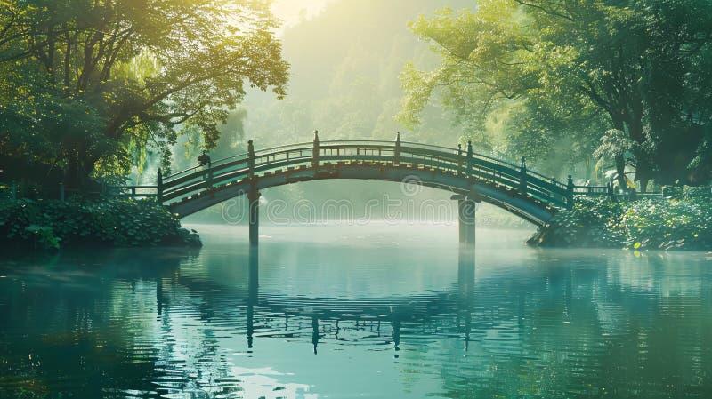 A Bridge Over Calm Waters Symbolizing the Journey To Spiritual Refuge ...