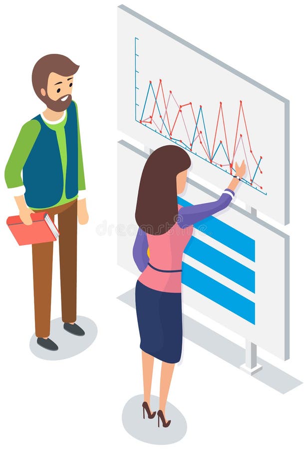 Employees Analyze Statistical Indicators, Business Data. Characters ...