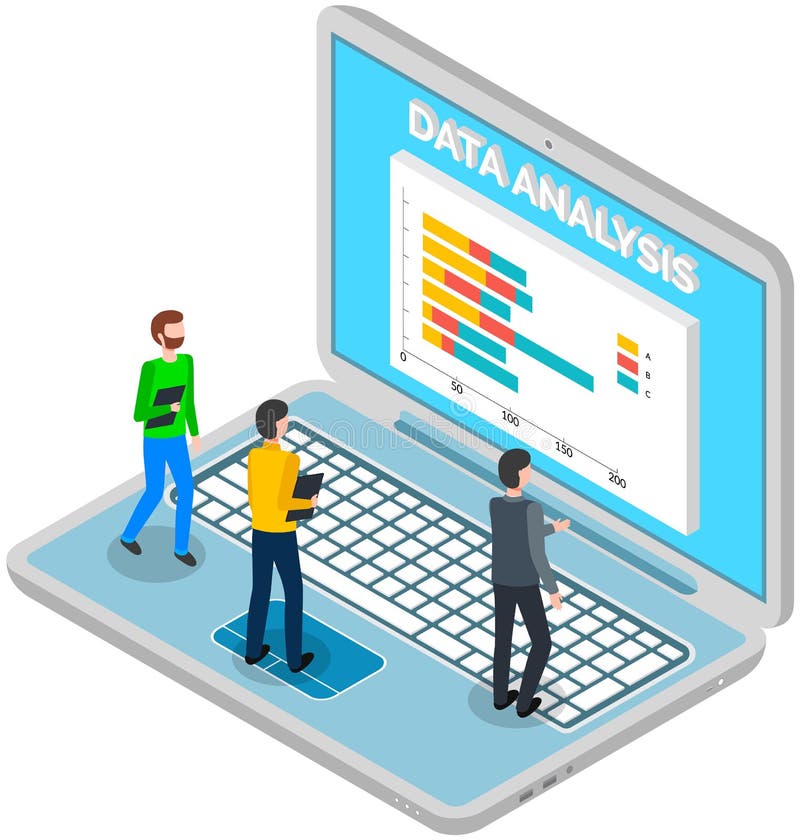 Employees Analyze Statistical Indicators, Business Data. Characters ...