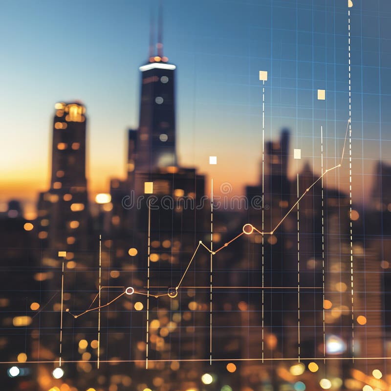 Visualize Business Growth with Urban Skyline Chart at Dusk Stock ...