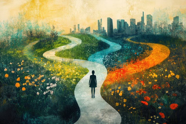 Life Choices Abstract Decision-Making Crossroads Multiple Pathways ...