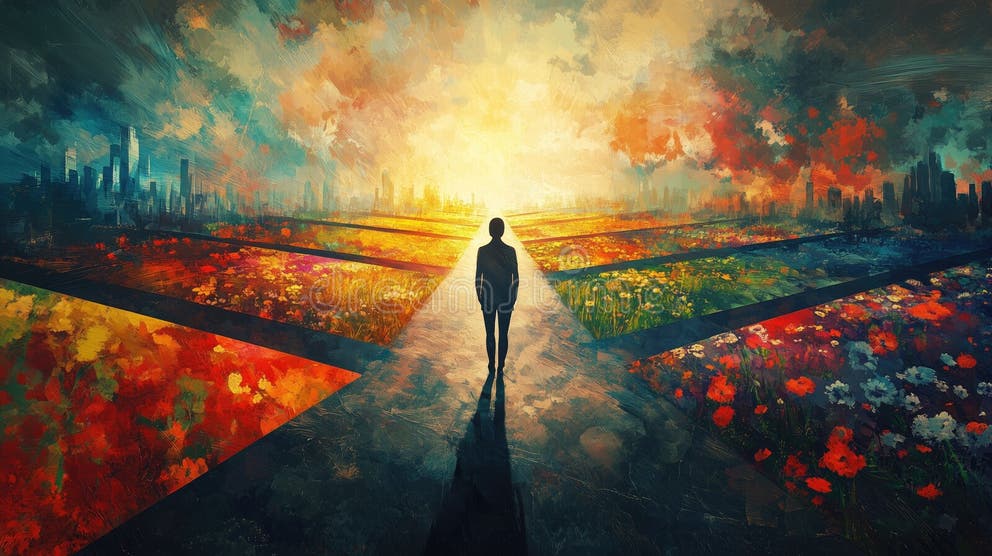 Life Choices Abstract Decision-Making Crossroads Multiple Pathways ...