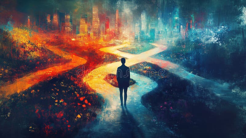 Life Choices Abstract Decision-Making Crossroads Multiple Pathways ...