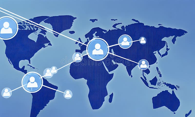 4K Global Social Network Animation World Map Digital Connection ...