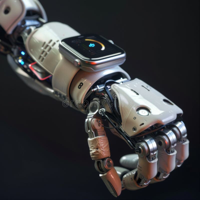 Advanced Bionic Arm with Interactive Display Stock Illustration ...