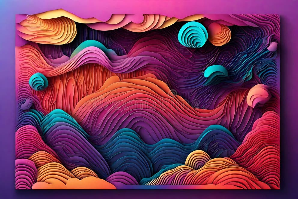 A 3D Papercut Layers Illustration with a Multi-layered Color Texture ...