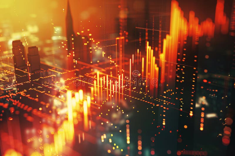 Visualize Data Trends with Vibrant Orange and Yellow Graphs Against ...