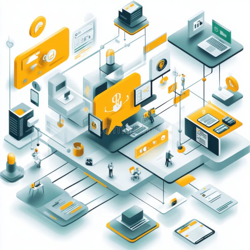 Innovative Digital Communication Flow Modern Office Infographic Tech ...