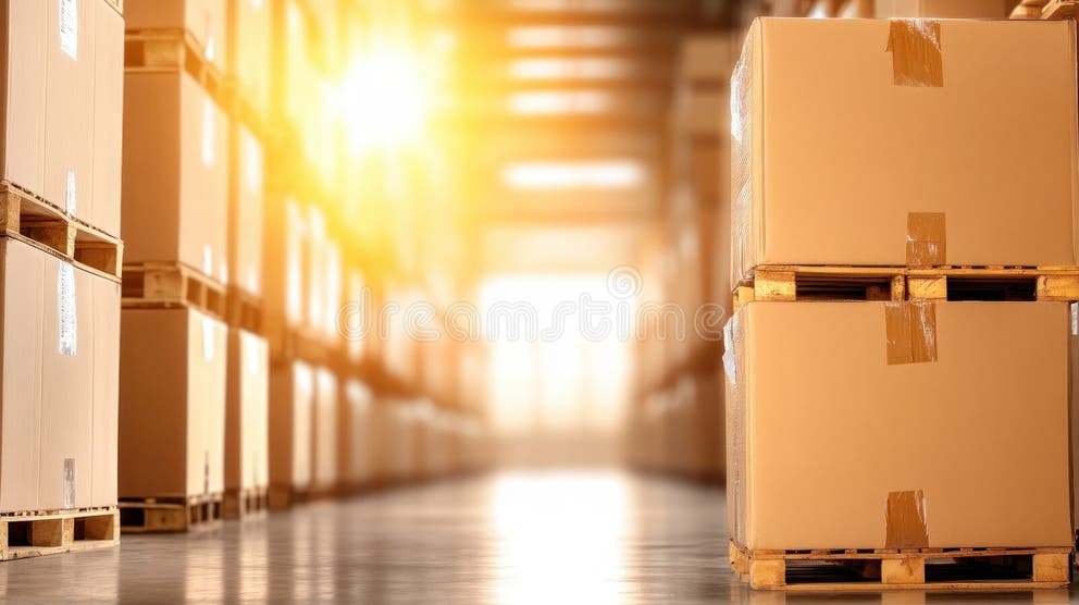 Visualize Efficient Global Supply Chains with Cardboard Boxes Stacked ...