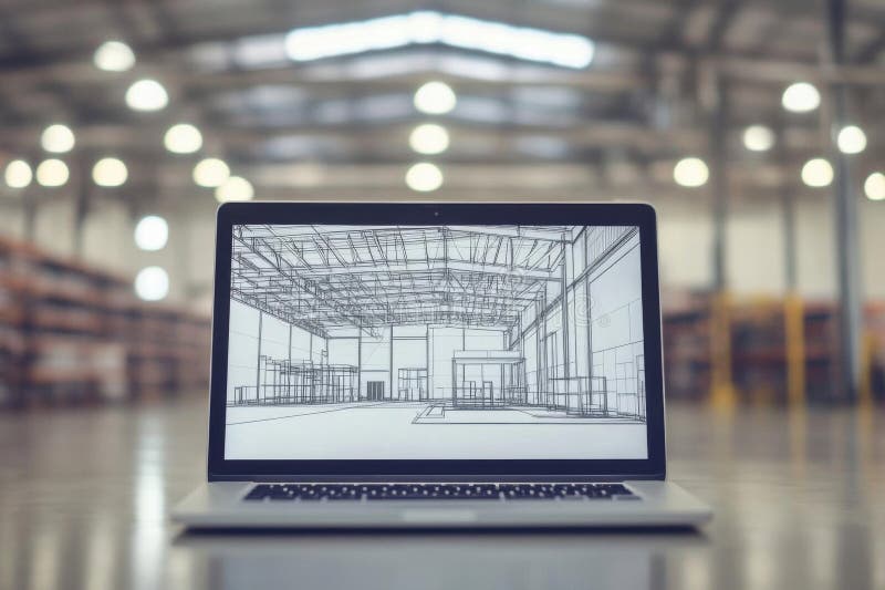 Visualize Facility Plan on Laptop, for Blueprint Innovation in Industry ...