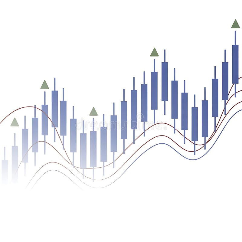 Abstract Financial Candlestick Chart with Upward Trend and Technical ...