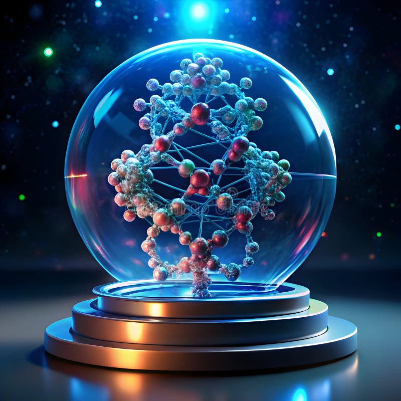 Dna Molecule Inside Glass Sphere Science and Technology Concept ...