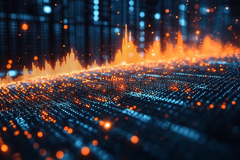 Abstract Digital Visualization of Data Flowing through a Complex Information Network Stock ...