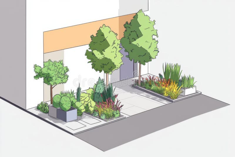 Visualize Garden in Urban Setting with Beautiful Plants and Outdoor Design Stock Image - Image ...