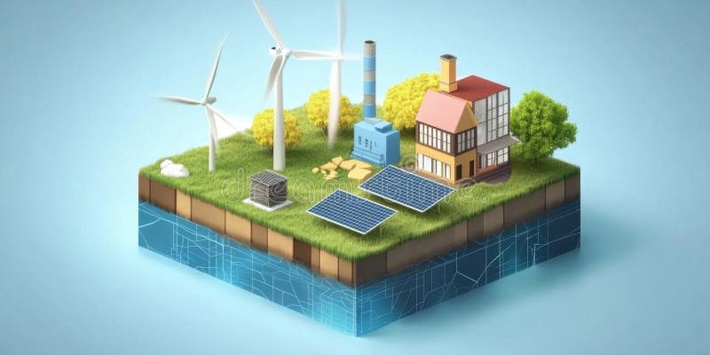 Visualize Green Energy Future, Wind, Solar and Power for Sustainable ...
