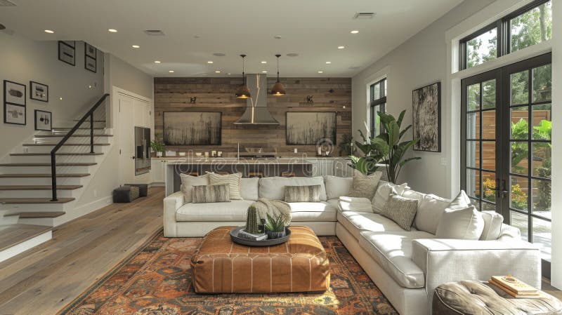 Visualize a Joyous Family Gathering in Their Modern Basement Room ...