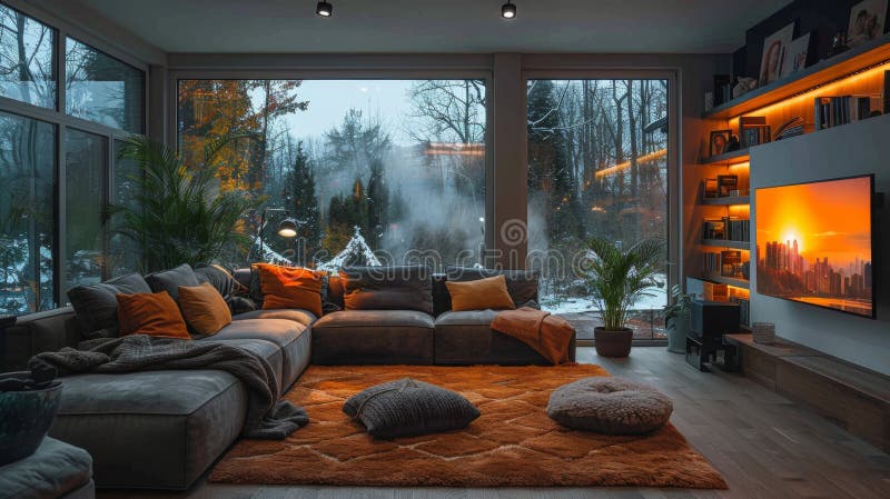 Visualize a Joyous Family Gathering in Their Modern Basement Room ...