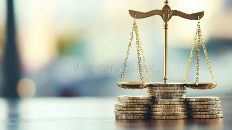 Visualize Justice Concept with Scales and Coins for Financial Harmony ...