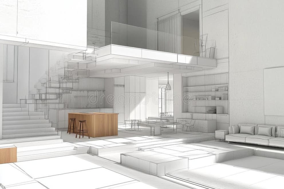 Visualize Modern Home Architecture with Blueprint Drawing and ...