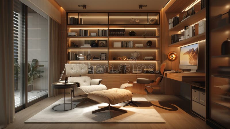 Visualize a Modern Luxury Study Room with a Sleek, Ergonomic Workspace ...