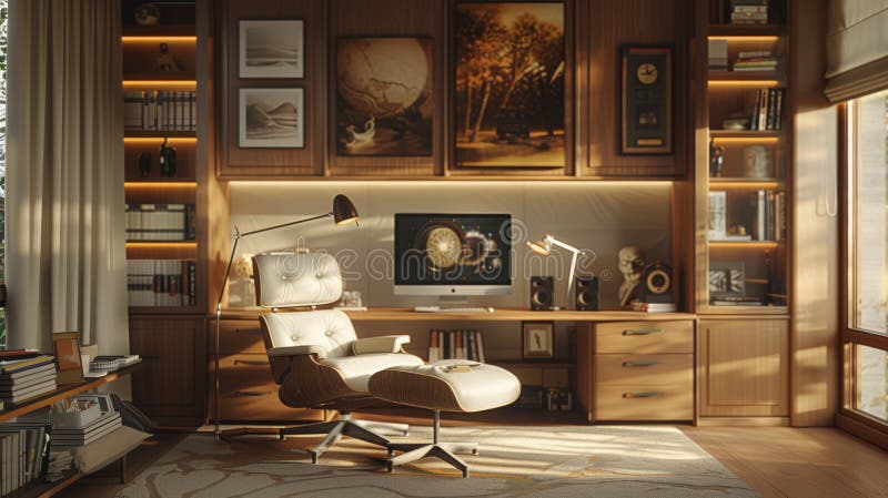 Visualize a Modern Luxury Study Room with a Sleek, Ergonomic Workspace ...