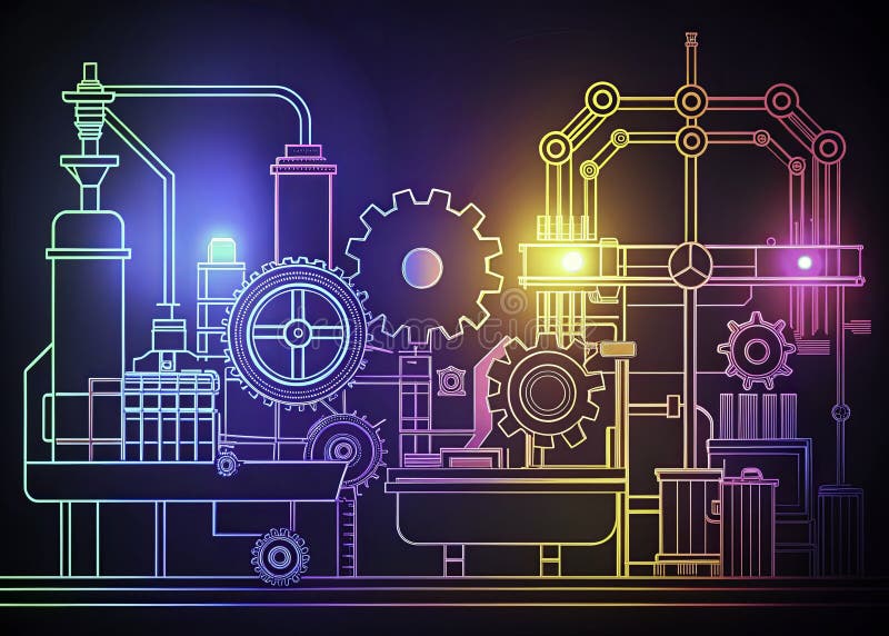Optimized Mechanical Production Process Illustration Customizable ...