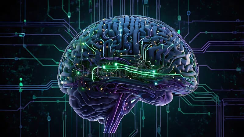 Digital Brain Network: Glowing AI Neural Pathways and Data Streams ...