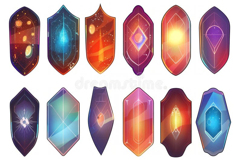Visualize a Set of Glowing Energy Shields and Barriers, Unique Pattern ...
