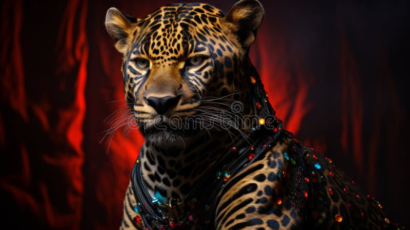 Visualize a Sleek Panther in a Tailored Jumpsuit, Accentuated by ...