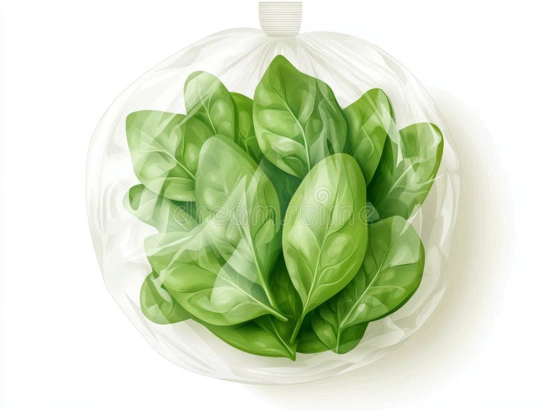 Visualize a Spinach Plant in Plastic Wrap Over Food Packaging. Stock ...