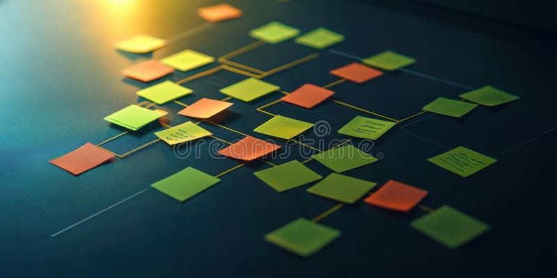 Visualize Strategy, Sticky Notes Representing Flowcharts, Decision ...