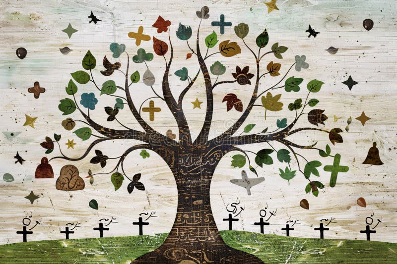 Visualize Tree with Leaves Representing Different Religions ...