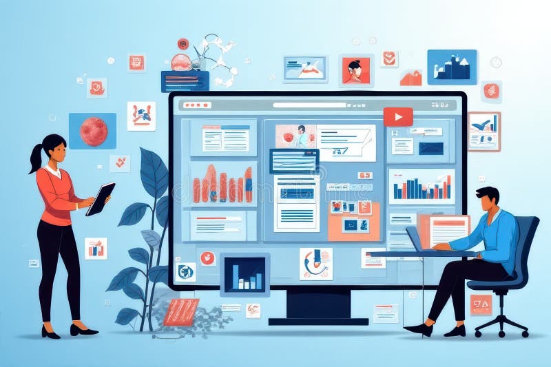 Visualized Modern Marketing Techniques Stock Illustration ...