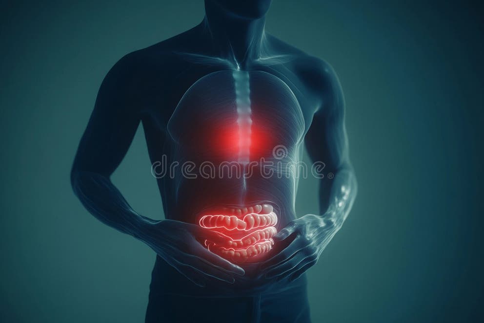Abstract Human Body Representation Illustrating Digestive System ...