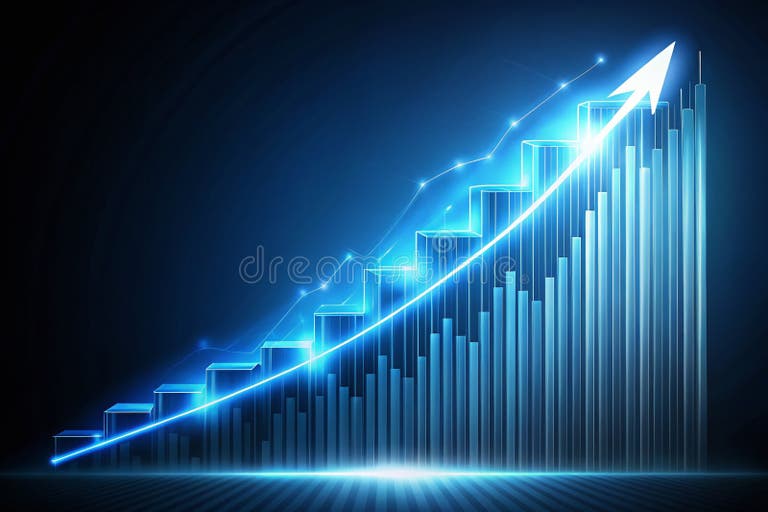 Visualizing Business Expansion a Long Exposure Chart of Blue Arrow ...