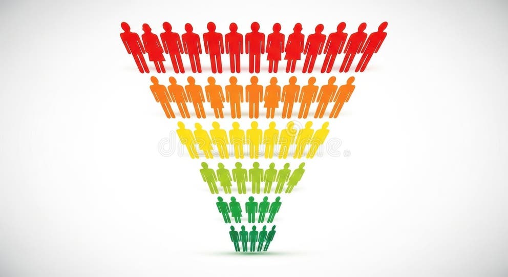 Visualizing Business Sales Funnel with Colorful Human Figures ...
